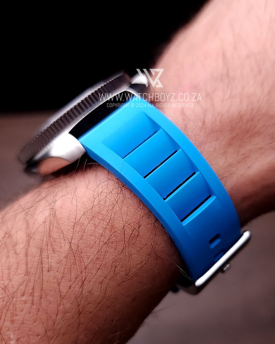 FKM Rubber Vented Watch Strap - (Sky Blue, Steel Hardware) – WatchBoyz
